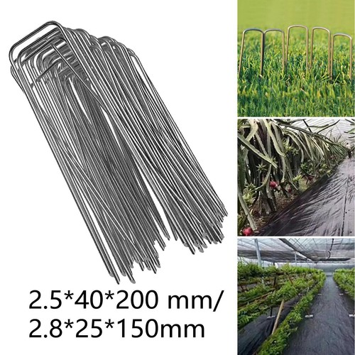50x U-Shaped Garden Pegs Pins Landscape Staples Anti-Rust for Fabric ...