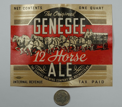 1940's IRTP beer label - GENESEE 12 HORSE ALE 32 oz - Rochester, NY | eBay