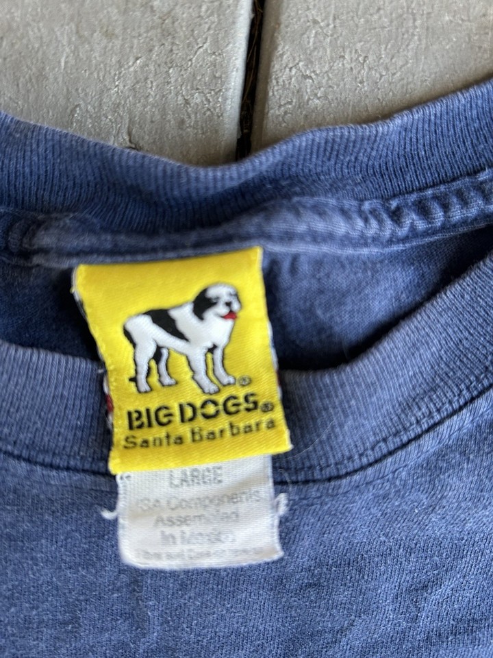 Y2k Big Dogs Blue Graphic Print Funny Dog Men's L Short Sleeve T-Shirt ...