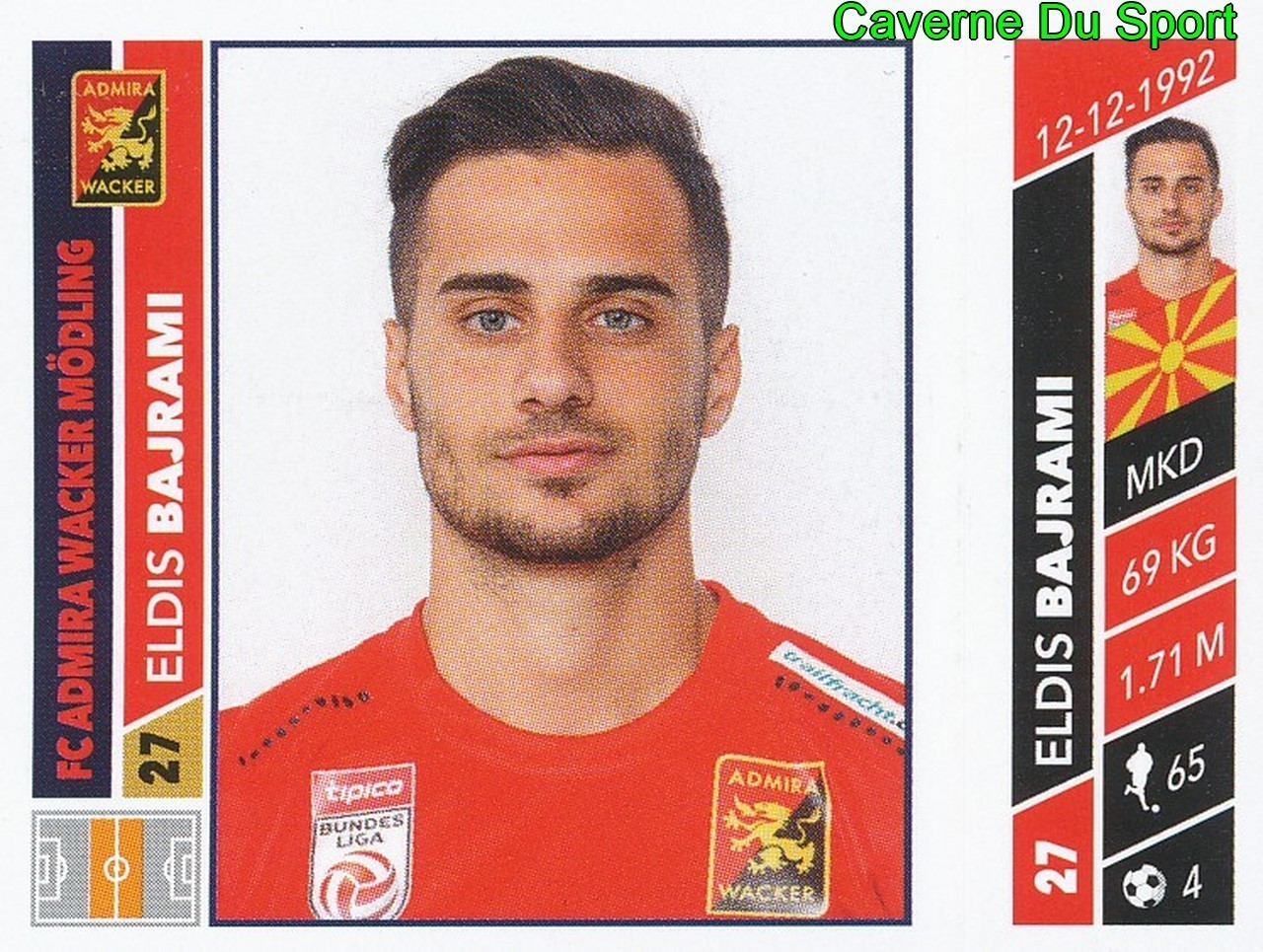 096 ELDIS BAJRAMI MACEDONIA FC.ADMIRA WACKER STICKER PANINI FUSSBALL ...