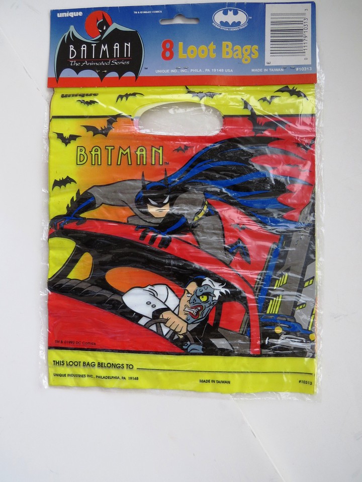 NOS 1992 BATMAN & ROBIN EIGHT Loot Bags Party Favor Bags DC Animated ...