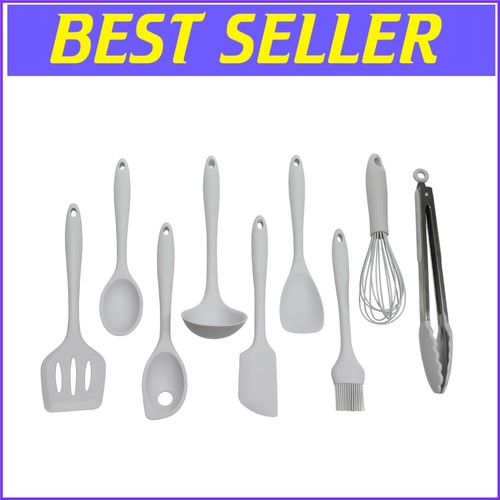 9-Piece Non-Scratch Silicone Cooking Utensils Set - Dishwasher Safe ...
