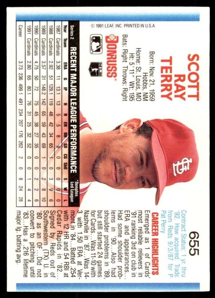 1992 Donruss Scott Terry St. Louis Cardinals #655 | eBay