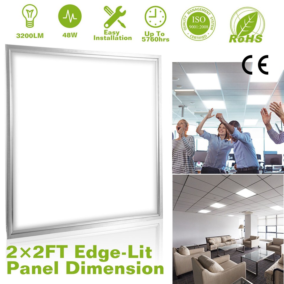 48W LED Panel Light 2x2FT Recessed Edge-Lit Drop Ceiling Troffer LED ...