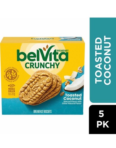 〽️ New Belvita Breakfast Crunchy Toasted Coconut Biscuits 8.8oz (5-Pack ...