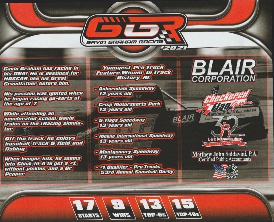 2021 Gavin Graham "Gavin Graham Racing" PRI Show Late Model Truck B/B ...