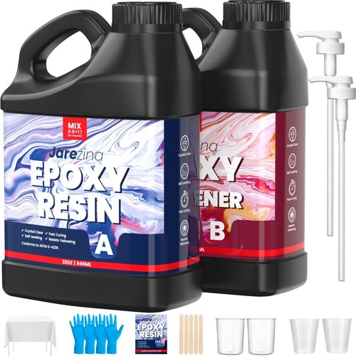 64OZ Epoxy Resin Kit,Crystal Clear Epoxy Resin-Strong and No Bubble,Not ...
