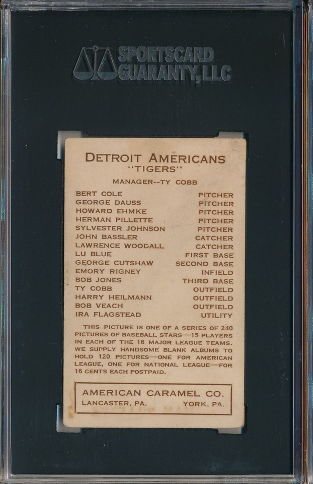 1922 E120 AMER. CARAMEL - HERMAN PILLETTE - SGC 40 VG 3 (SVSC) CENTERED ...