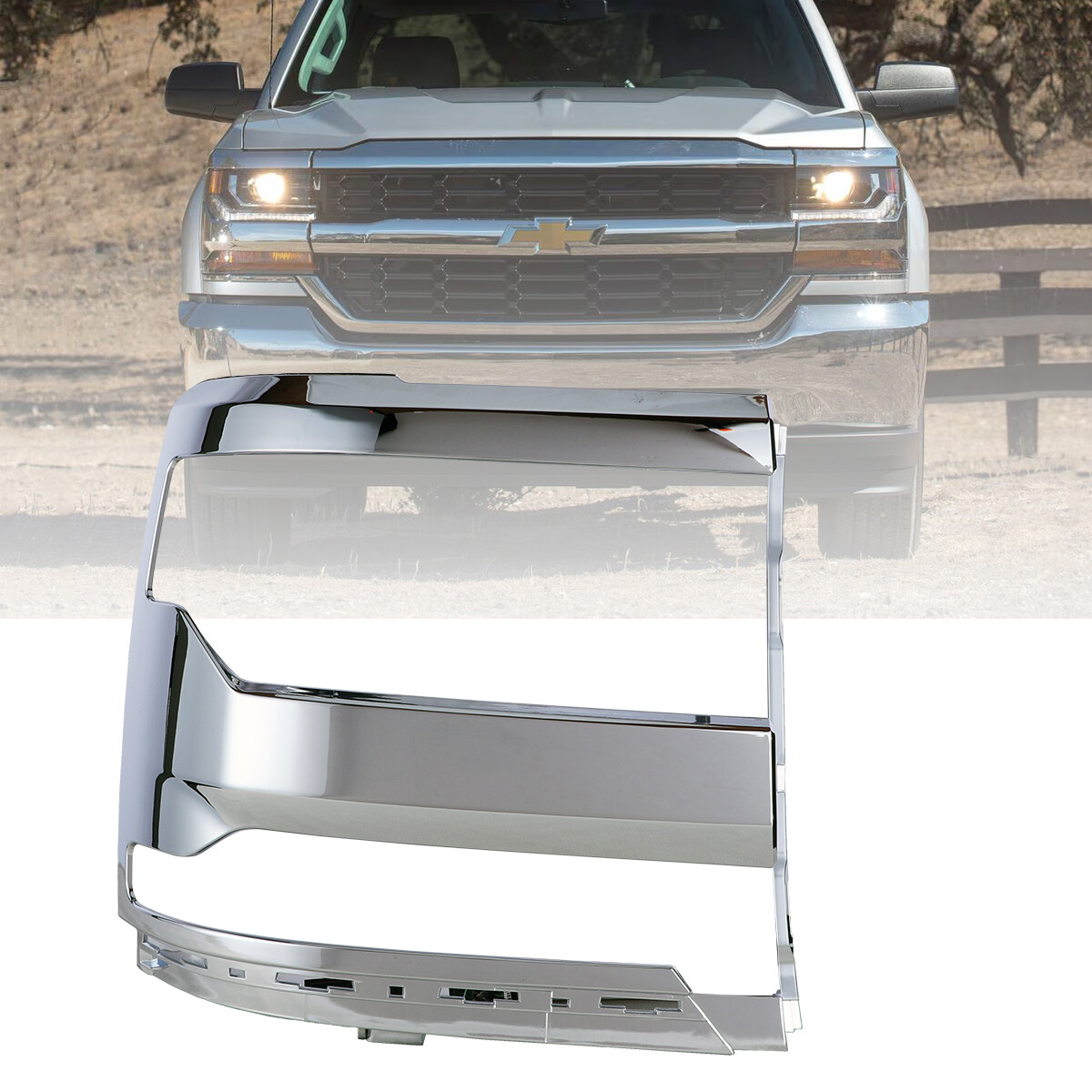 For 2016-2018 Chevy Silverado 1500 Chrome Headlight Bezel Cover ...