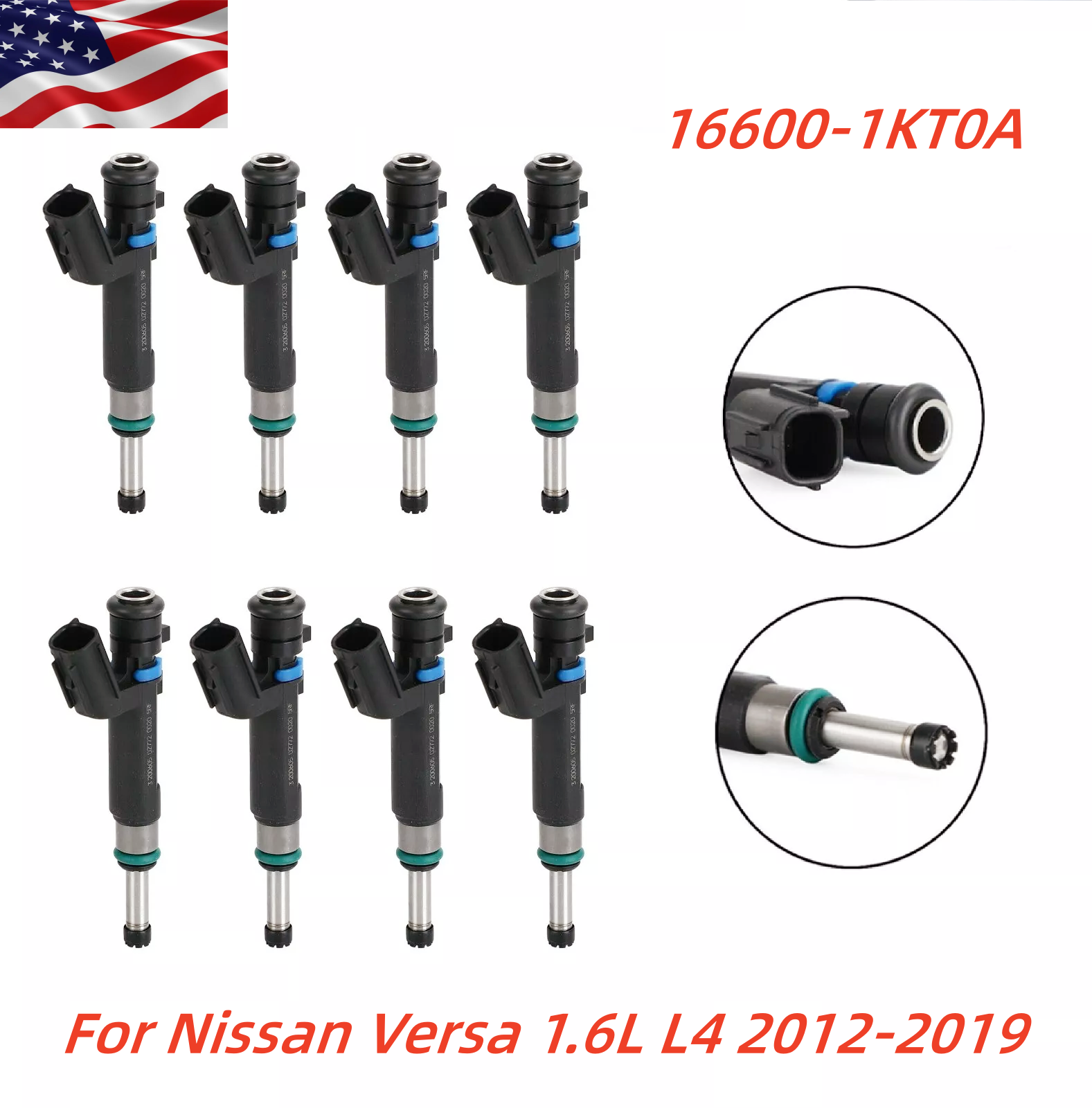 Set of 8 Fuel Injectors for Nissan Versa 12-19 Versa Note 14-16 1.6L ...