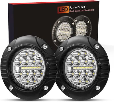 5 Inch LED Work Light Bar Pair - 48W Flush Mount Driving Fog Lights for ...