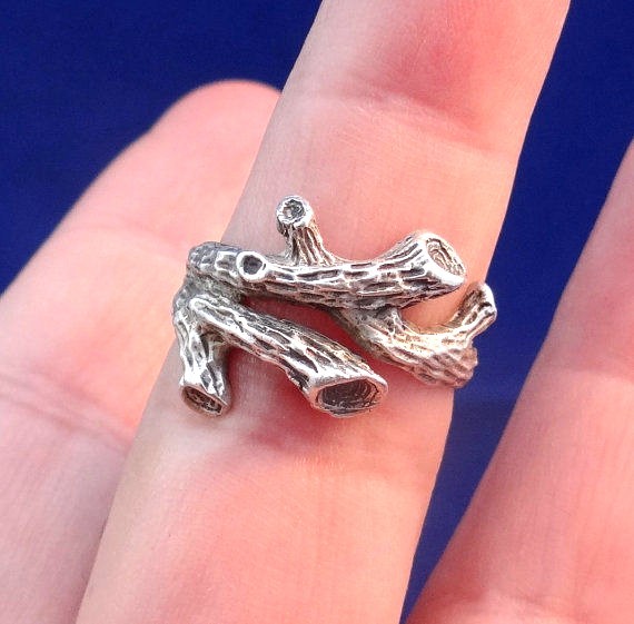 Branch Ring In Sterling Silver With Dark Patina, Unique Silver Ring ...