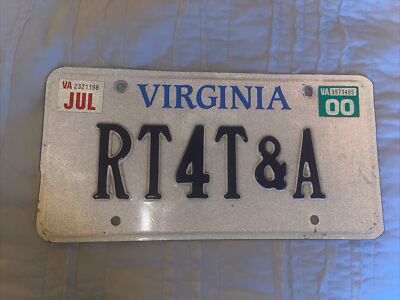 2000 Virginia license plate vanity RT4T&A | eBay