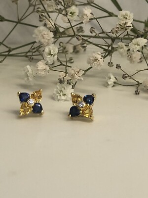Gregg Ruth Heart Shape Sapphire and Diamond Earrings | eBay