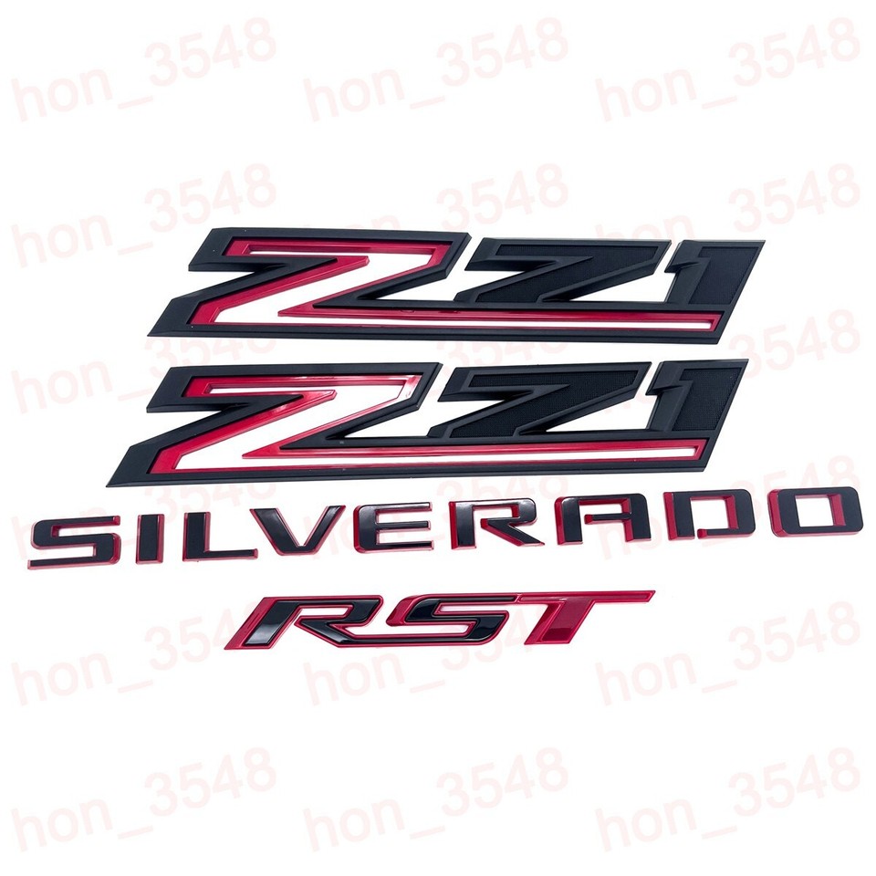 2019-2024 Chevrolet Silverado RST Z71 4pc Red Black Emblem Nameplate ...