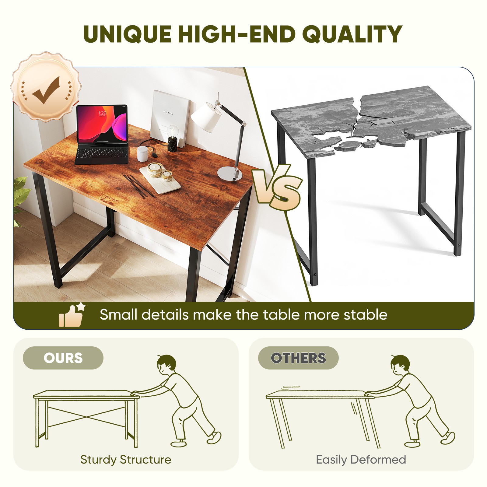 31"-63" Home Office Computer Desk Wood Writing Study Desk with ...