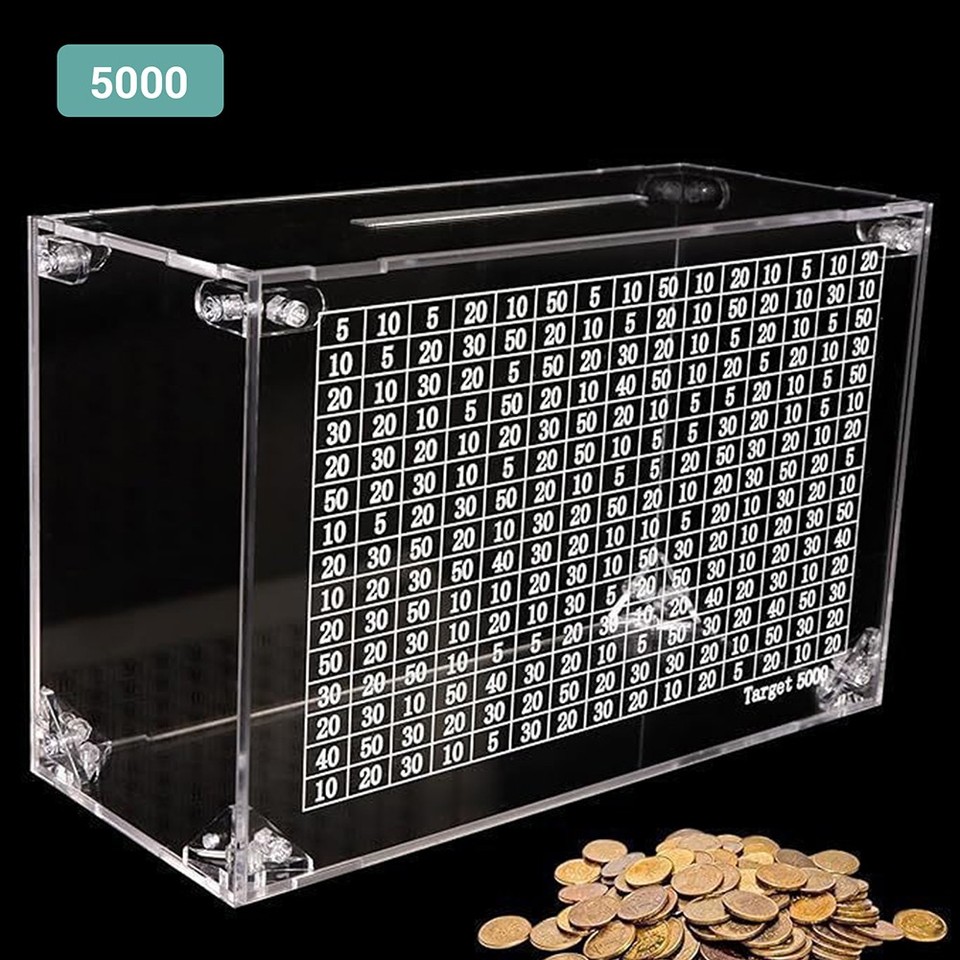 Clear Acrylic Piggy Bank Money Box Money Saver Counting Target Saving ...