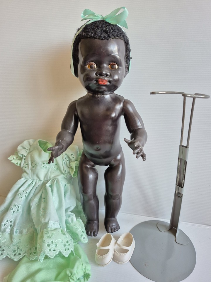VINTAGE 1950s England PEDIGREE black NEGROID 14” doll dress panties ...