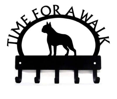Boston Terrier TIME FOR A WALK Dog Key Rack & Leash Holder | eBay