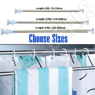 Heavy Duty Extendable Telescopic Shower Curtain Pole Rail Rod Bath Door ...
