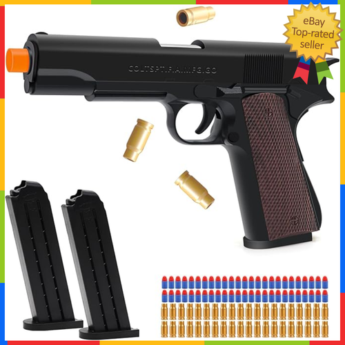Realistic Toy Gun Soft 50 Foam Bullets Shell Ejection Blaster For Kids ...