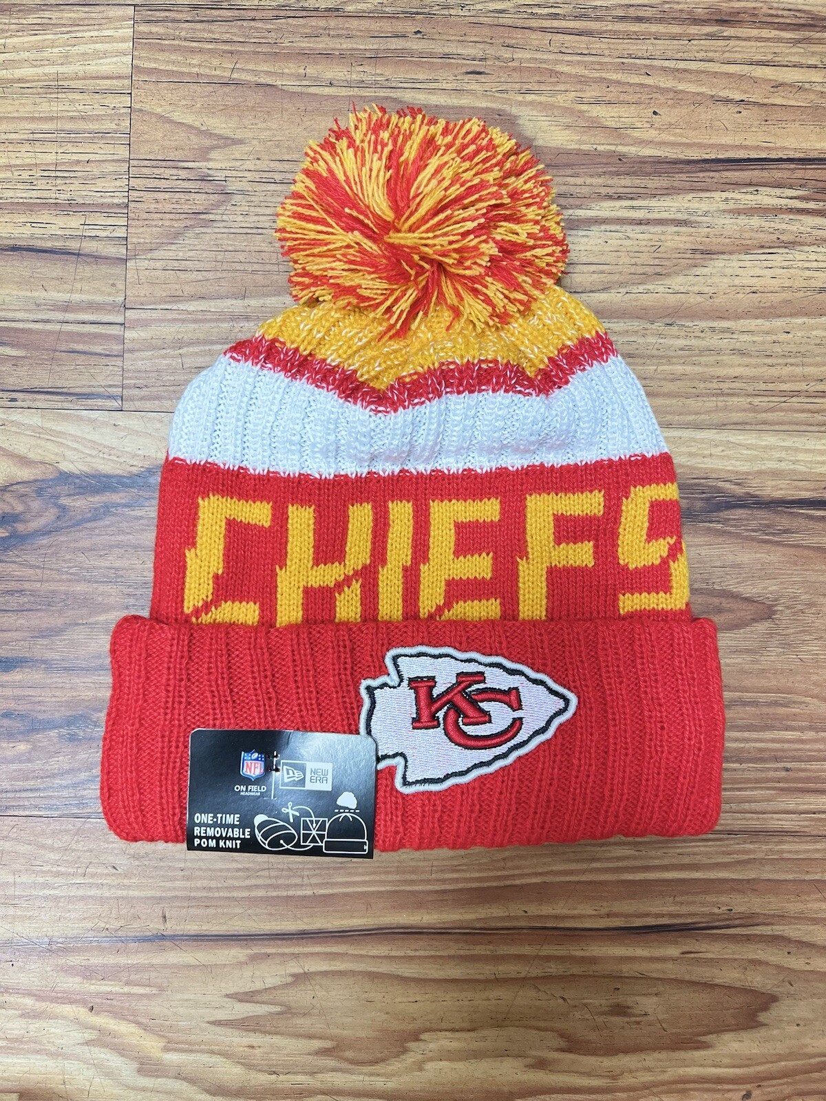 NFL Kansas City Chiefs Beanie Cuffed Fleece Lined KNIT POMPOM 🇲🇽🇲🇽 | eBay