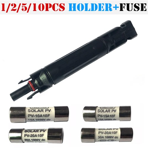 1/2/5/10-Pcs Panel In-Line Fuse Holder + Fuse 10A 15A 20A 30A Cable PV ...