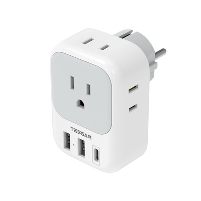 TESSAN Type E F Plug Adapter Germany France Power Adapter with 3 USB ...