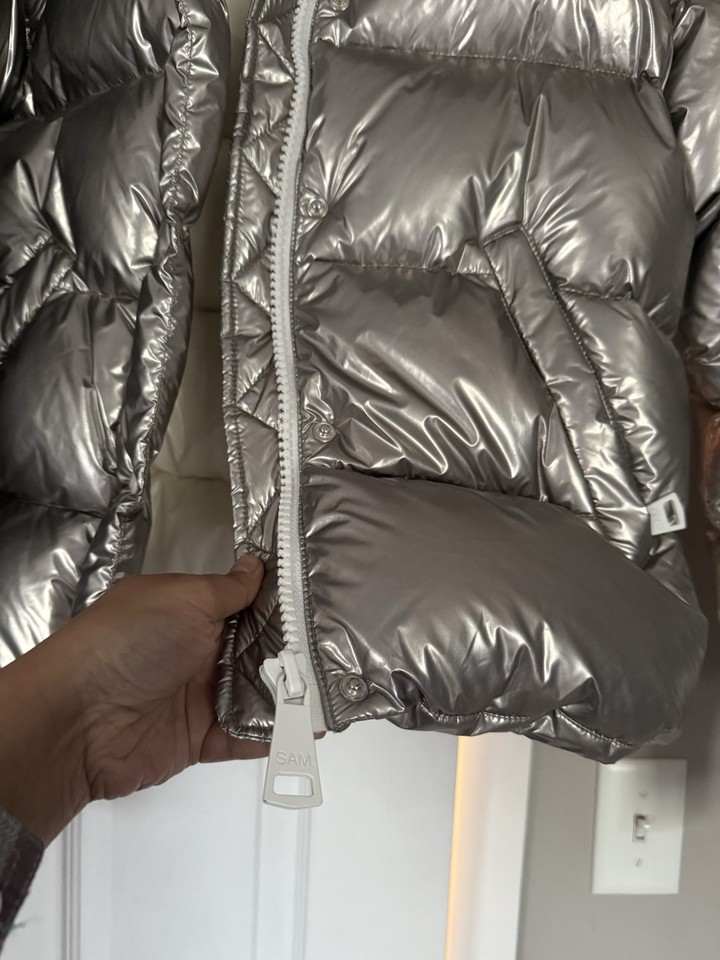 SAM Metallic Grey Silver Puffer Jacket | eBay