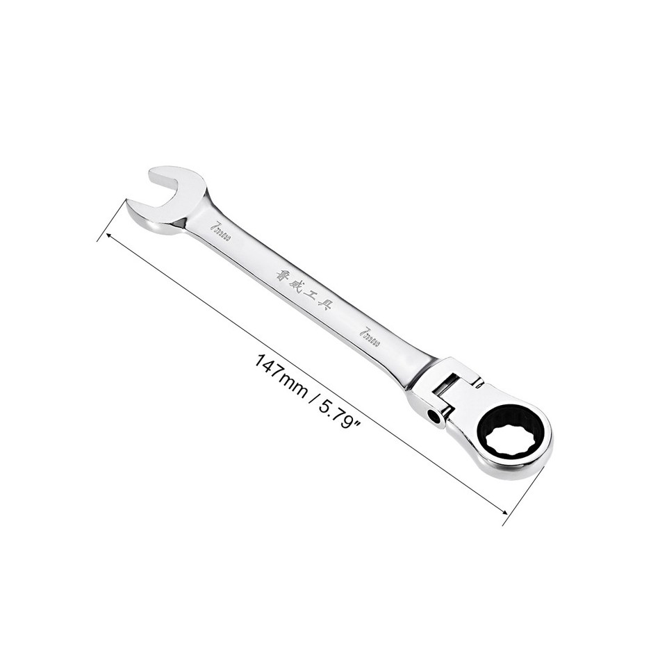 7mm Flex-Head Ratcheting Combination Wrench Metric 72 Teeth 12 Points ...