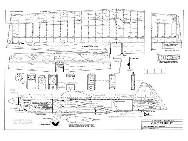 Arcturus Control Line Stunt 64" Wing RC Model Airplane Printed Plans ...