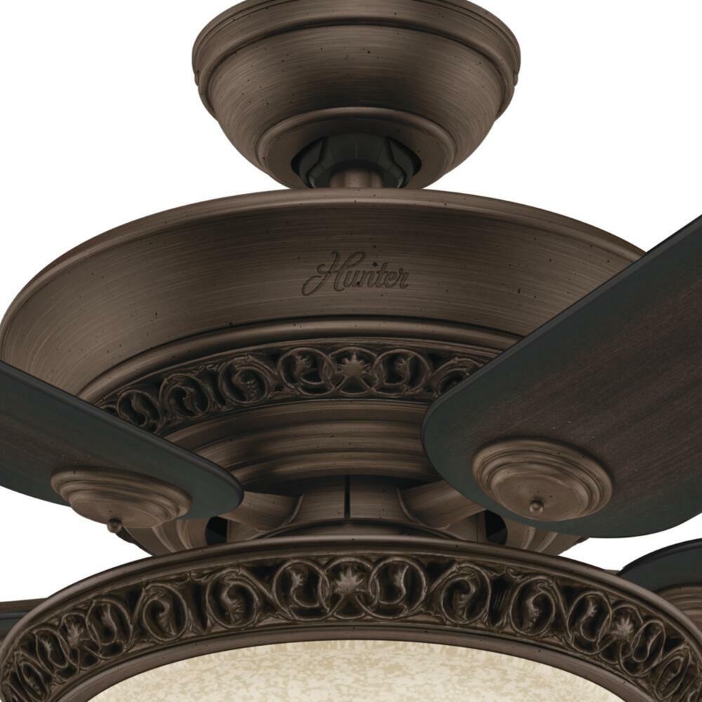 52" Cocoa Indoor Italian Amber Scavo Glass Bowl LED Ceiling Fan ...