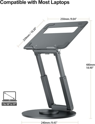 Telescopic Laptop Stand for Desk with 360° Swivel Base, Height ...