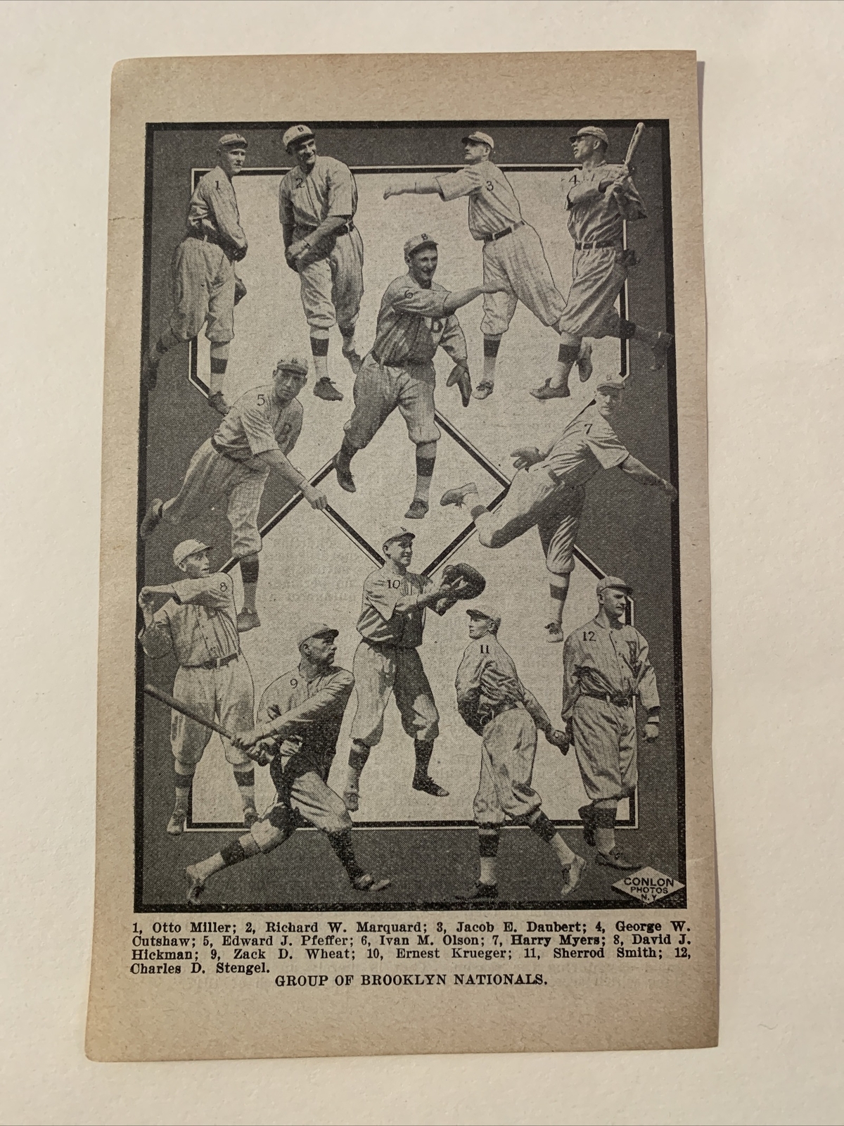 Brooklyn Robins Casey Stengel Zack Wheat R. Marquard 1917 Baseball Team ...