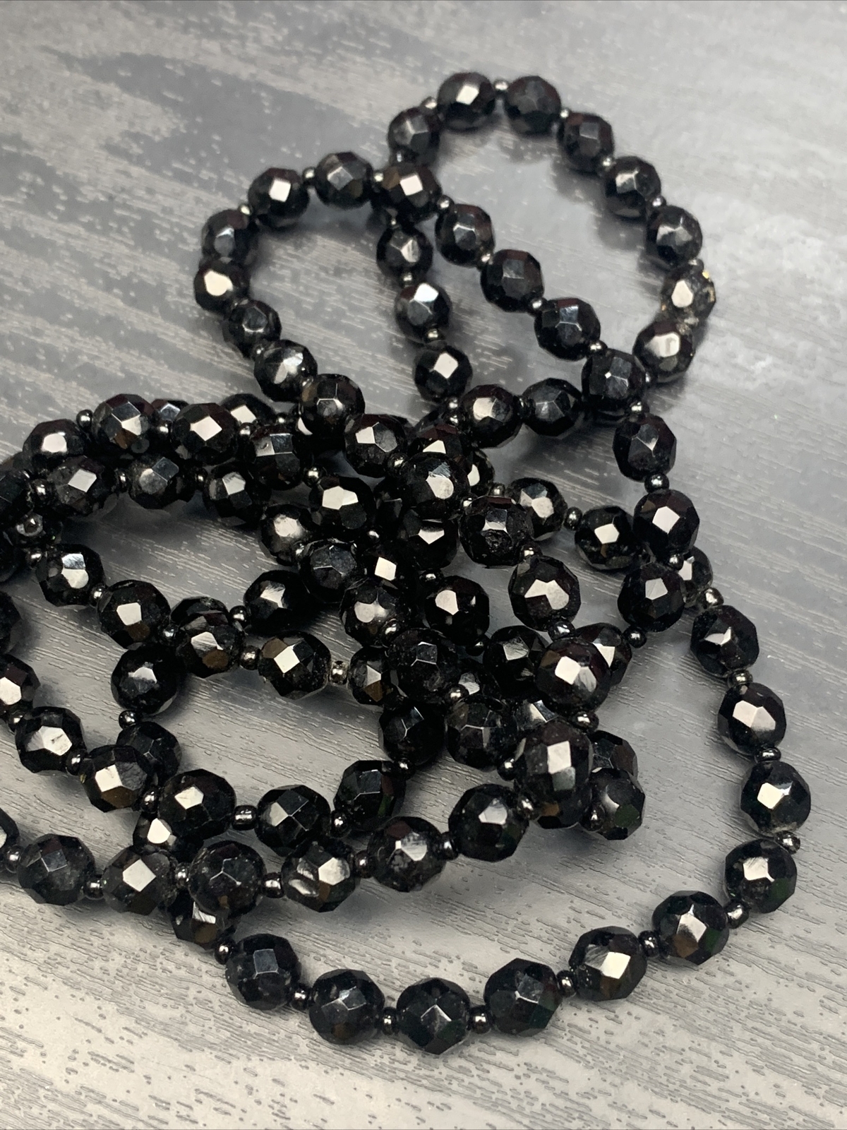 Ladies Necklace Black French Jet Glass Bead Beaded 1950s Bohemian 44 ...