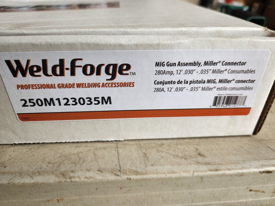 *NEW* Weld-Forge 250M123035M Mig Gun Miller Connector 280Amp 12' Lead ...