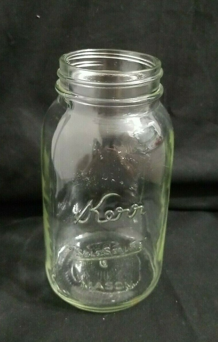 Kerr Mason Jar Logo Two Vintage IMPERFECT Kerr Self Sealing Mason