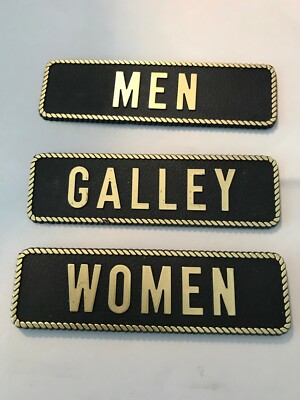 5 SIGNS MEN, WOMEN, GALLEY Plaque Sign Yacht Boat PLASTIC SELF STICK ...
