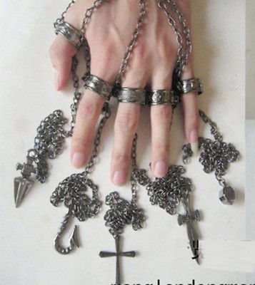 Hunter X Hunter Kurapika Curarpikt 5 Fingers Ring Silver Chains ...