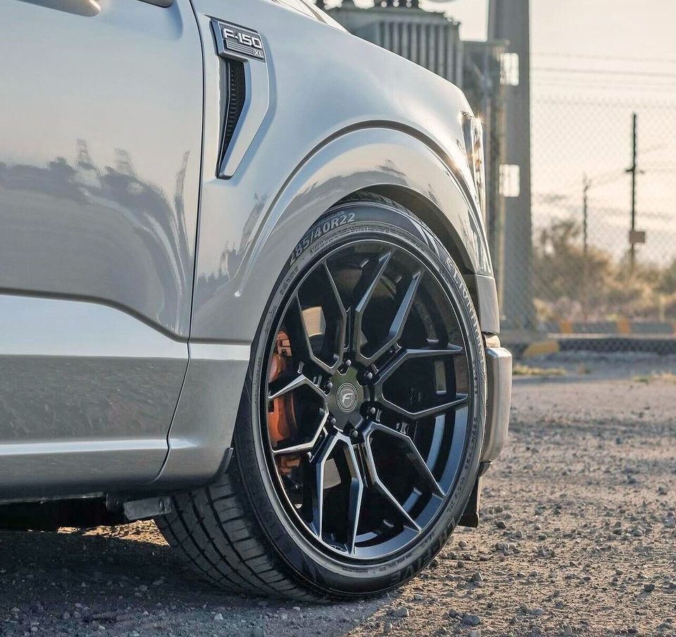 22X10 +30 Forgestar X12 Wheel Set fit Ford F150 R-Forged 6X135 BLACK ...
