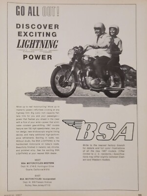 1967 BSA Lightning Motorcycle Print Ad | eBay