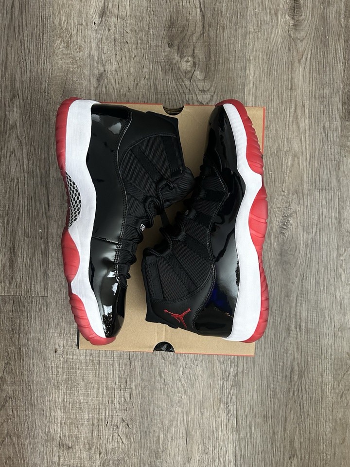 Jordan Air Jordan 11 Retro Bred High Top Black Red White Athletic ...