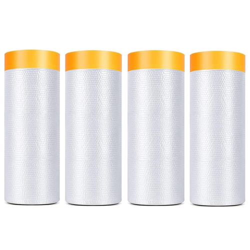 Painters Plastic with Tape, Pre-Taped Masking Film, 4 Rolls Automotive ...