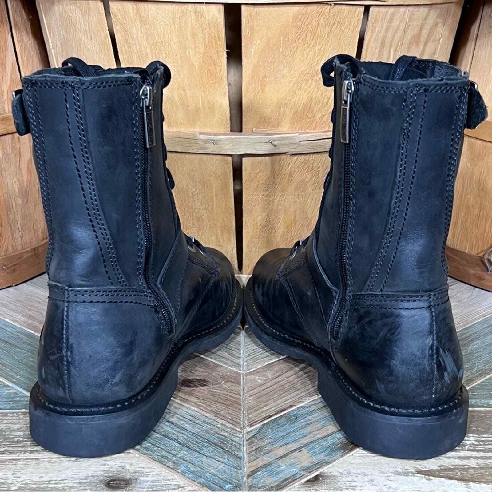 Harley Davidson Ranger 8” Black Leather Zip Up Laced … - Gem