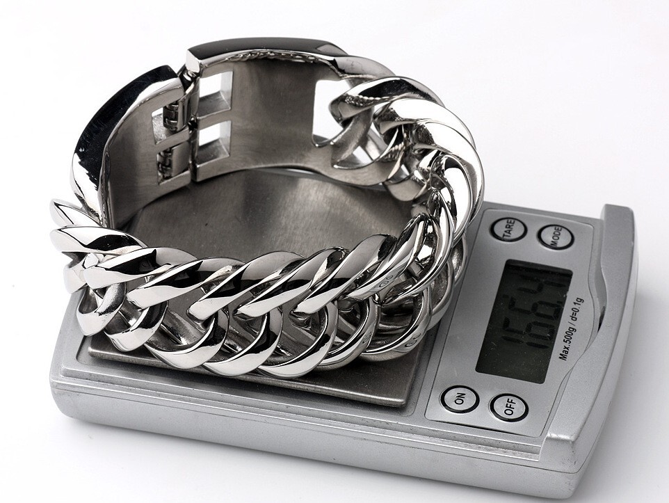 8" X 28mm Gothic Heavy Rocker Biker Curb Cuban Chain Stainless Steel ...