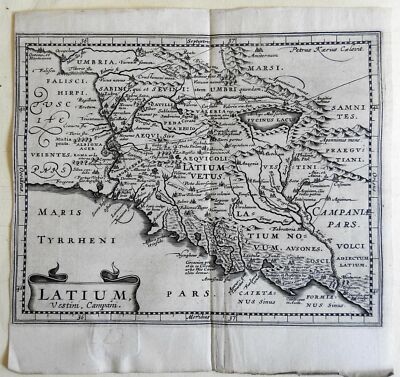 Italy Latium Roman Empire Rome 1661 Jansson miniature map | eBay
