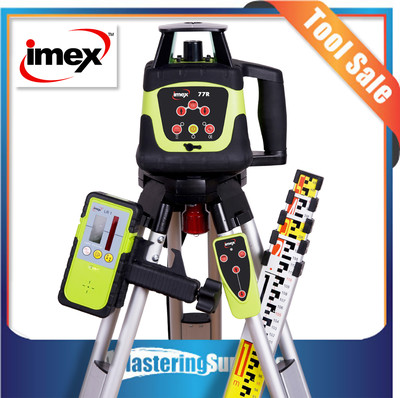Imex 77R Rotating Laser Level Set +Tripod +5m Staff +Hard Carry Case ...