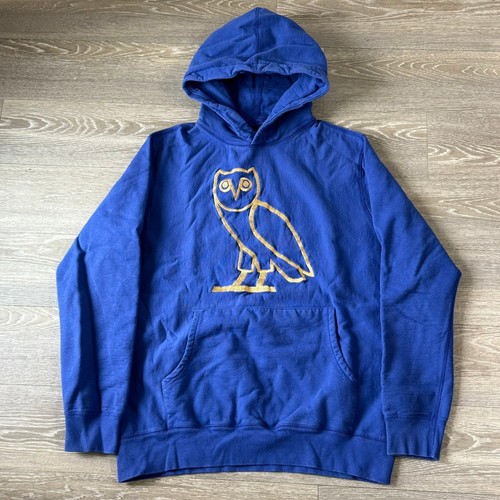 OVO October's Very Own Drake Owl Heavyweight Cotton Hoodie Blue Gold ...