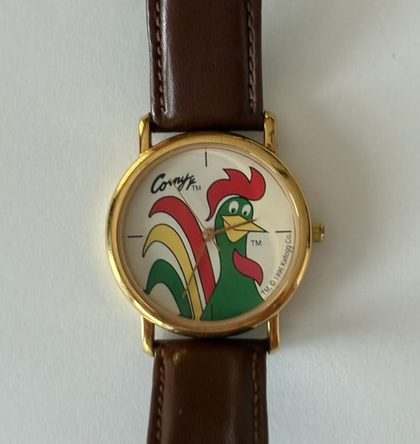 Kellog’s Corn Flakes Corny Watch Gold Tone Leather Band 1996 New ...