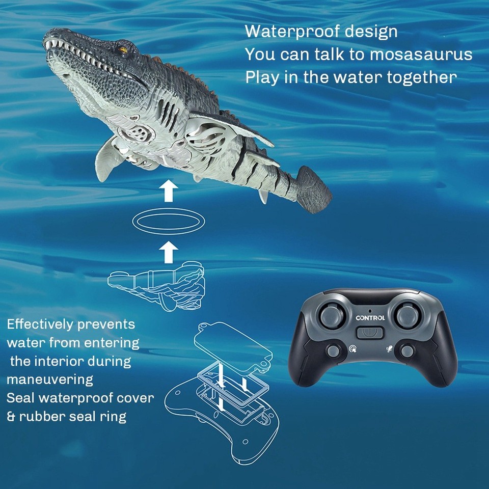2.4G RC Dinosaur Toys for Kids, RC Water Toys RC Boat with Lightfor9775 ...